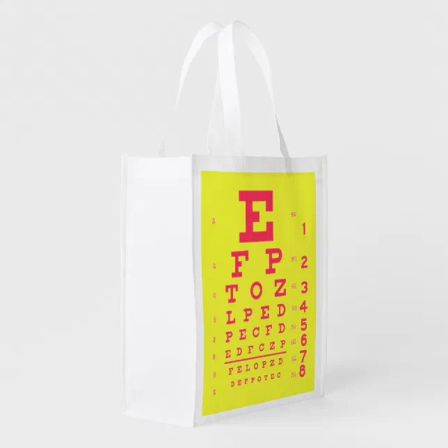 Ophthalmology Visual Acuity Eye Chart Pop Art Reusable Grocery Bag | Zazzle