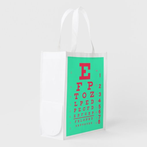 Ophthalmology Visual Acuity Eye Chart Pop Art Reusable Grocery Bag | Zazzle