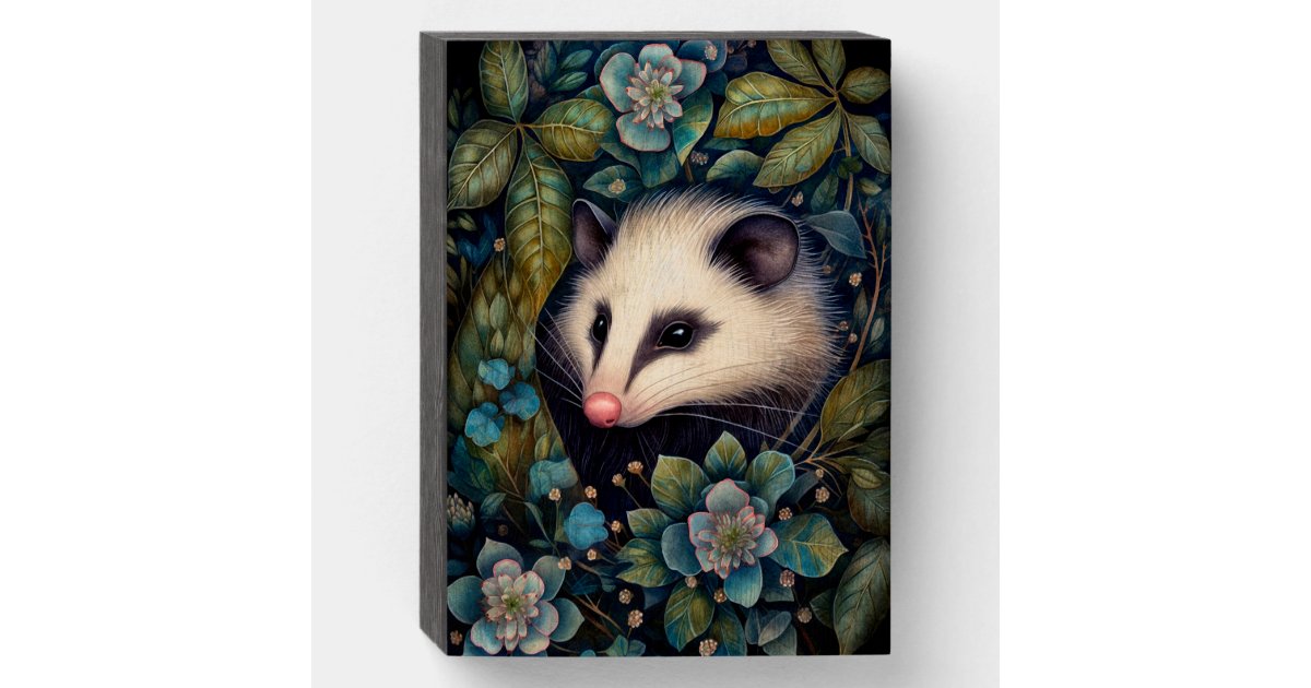Opossum in the Brambles Wooden Box Sign | Zazzle