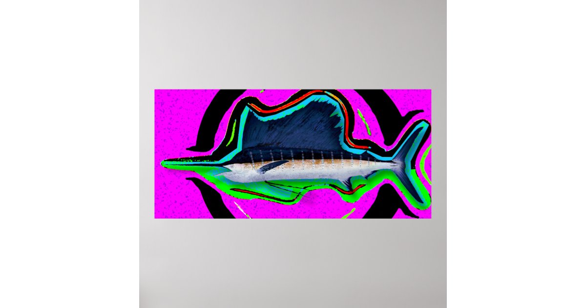 Opt-Art Pacific Sailfish Poster | Zazzle