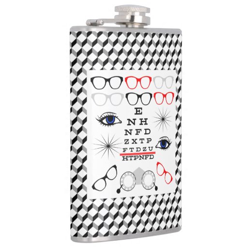 Optical Eye Chart Ophthalmologist Optician Pattern Flask | Zazzle