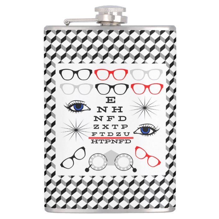 Optical Eye Chart Ophthalmologist Optician Pattern Flask | Zazzle.com