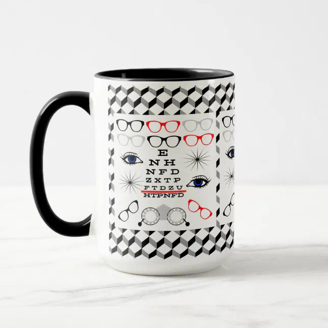 Optical Eye Chart Ophthalmologist Optician Pattern Mug | Zazzle