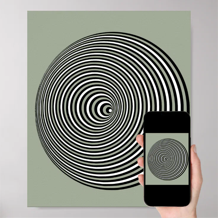 Optical illusion 3D white Optical 3 D Circle Poster | Zazzle