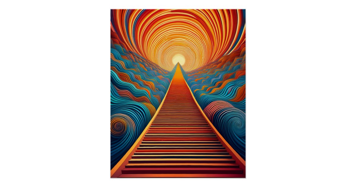 Optical Illusion Art – Vibrant Endless Path Poster | Zazzle