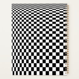 Optical Illusion Black and White Checkered Pattern Planner | Zazzle
