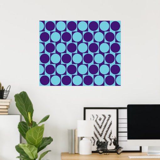 Optical Illusion Cafe Wall Effect Circles Blue Poster | Zazzle