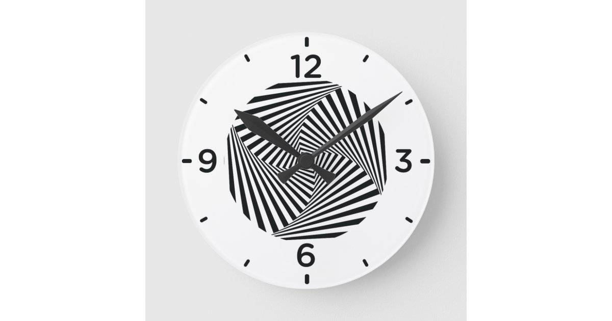 Optical Illusion Round Clock | Zazzle