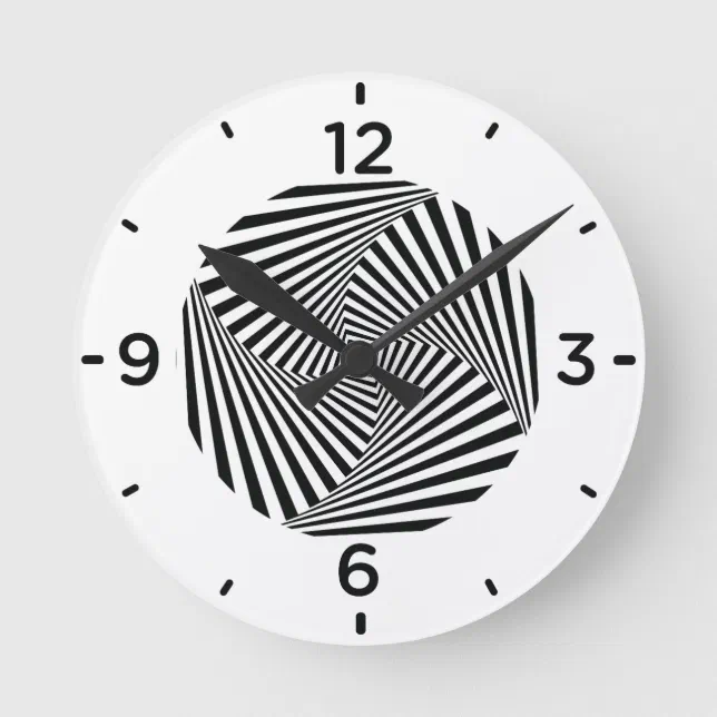 Optical Illusion Round Clock | Zazzle