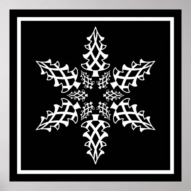 Optical Illusion Snowflake Christmas Elegant Poster | Zazzle