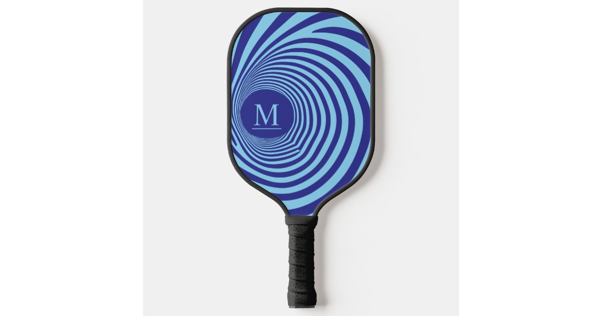 Optical Illusion Vortex Monogram Blue Shades Pickleball Paddle | Zazzle