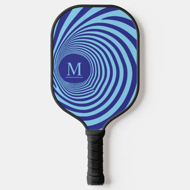 Optical Illusion Vortex Monogram Blue Shades Pickleball Paddle | Zazzle
