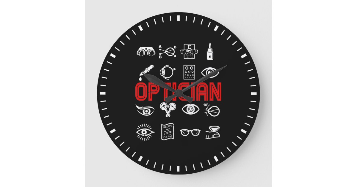 Optician Heart Optometrist Ophthalmologist Large Clock | Zazzle