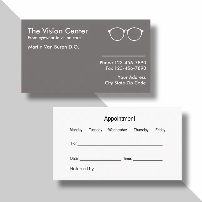 Optometrist And Vision Care Appointment Card | Zazzle