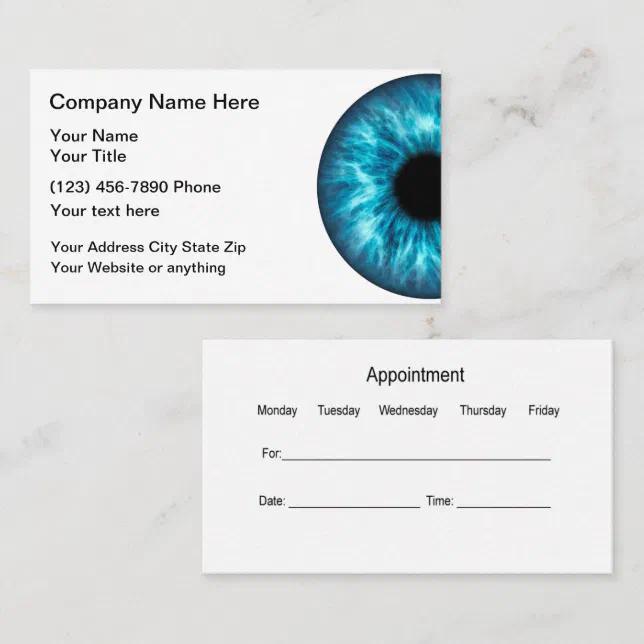 Optometrist Appointment Card For An Eye Doctor | Zazzle