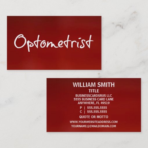 Optometrist Business Card | Zazzle