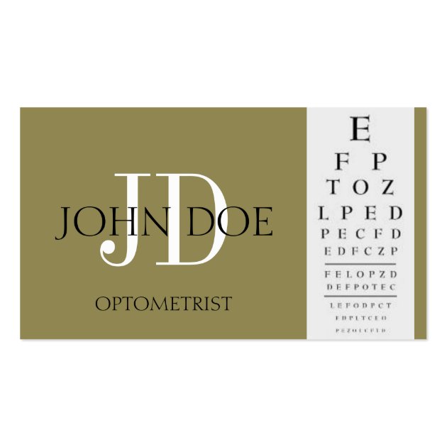 Optometrist Chart Antique Gold Business Card