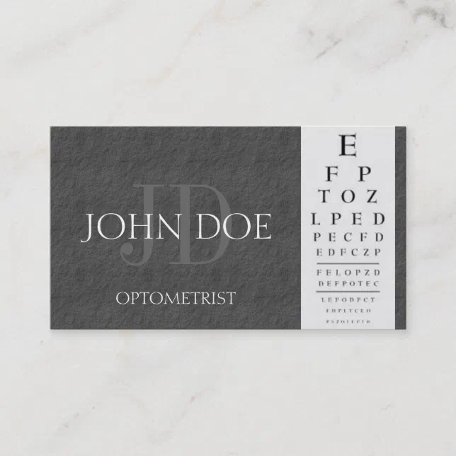 Optometrist Chart Dark Grey Slate Stone Business Card | Zazzle