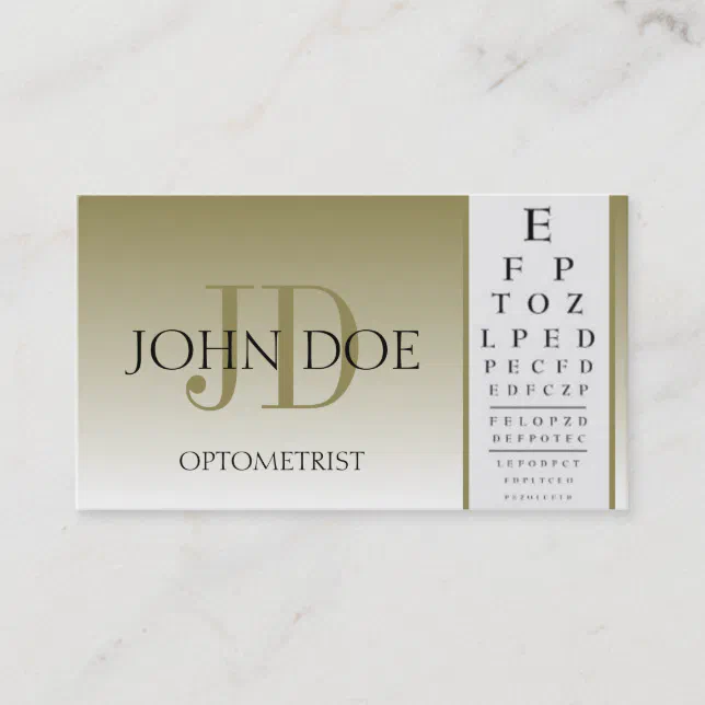 Optometrist Chart Eye Doctor Gold Fade Monogram Business Card | Zazzle
