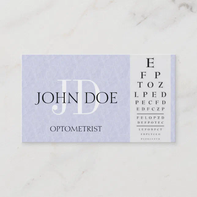 Optometrist Chart Light Blue Business Card | Zazzle