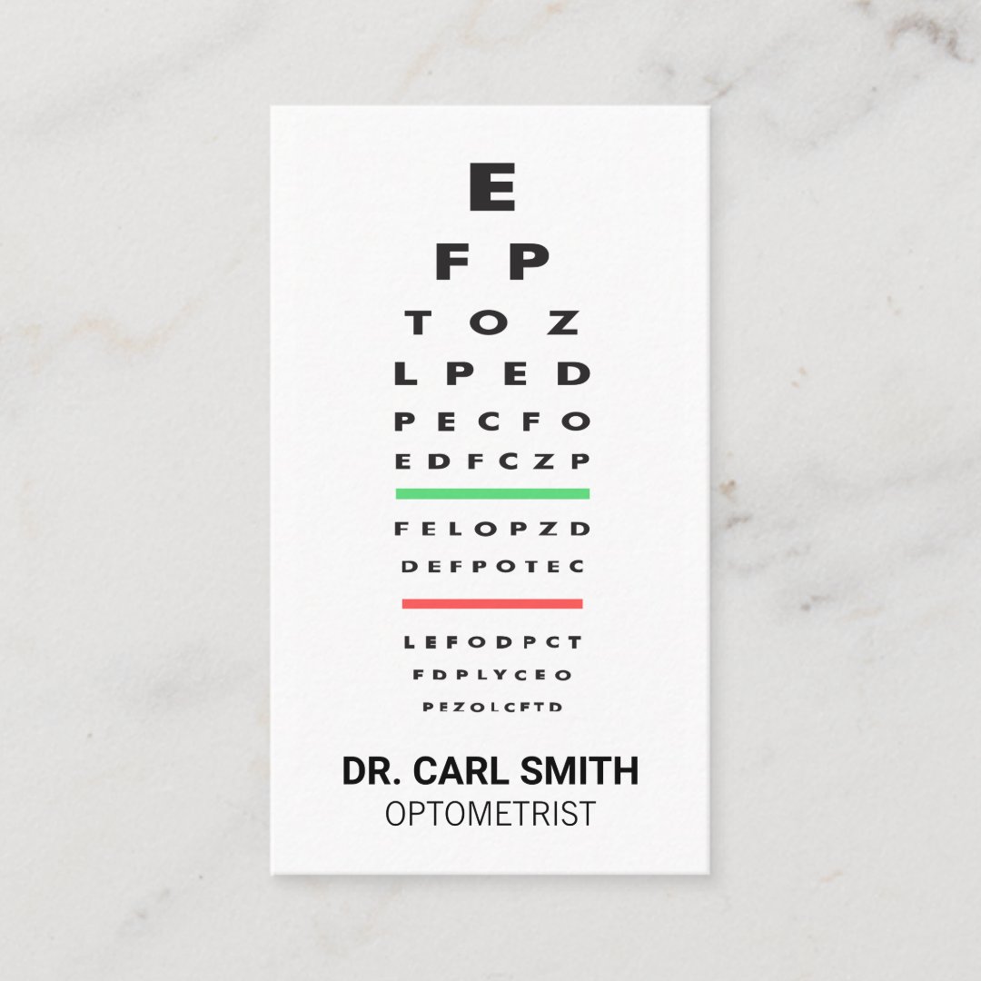 Optometrist | Doctor | Eye Exam Chart Appointment Card | Zazzle