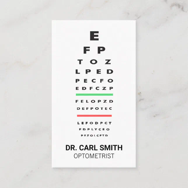 Optometrist | Doctor | Eye Exam Chart Appointment Card | Zazzle