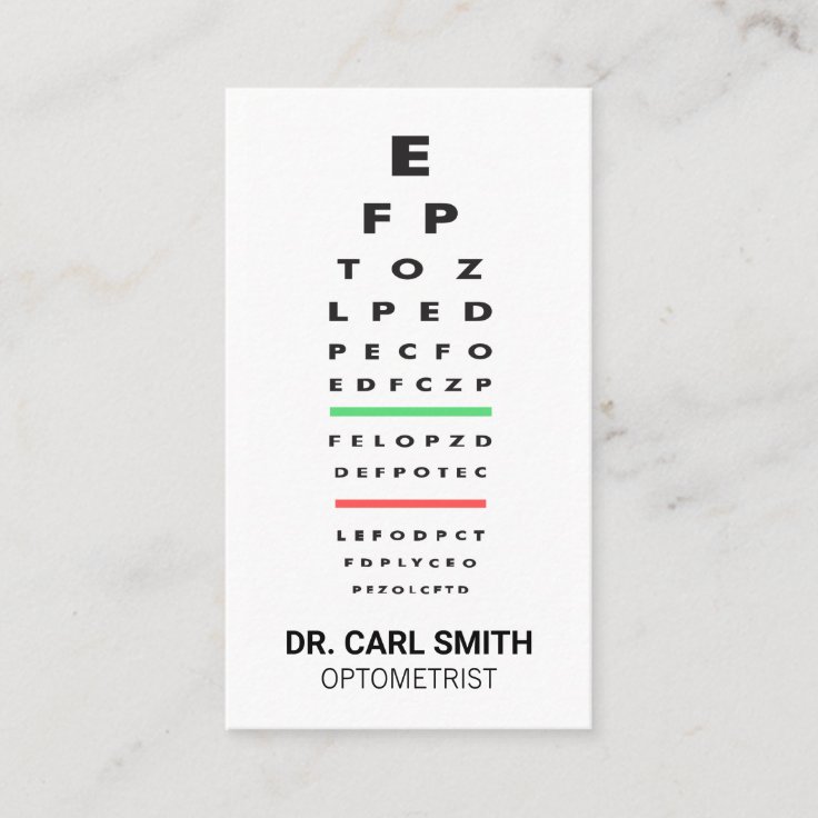 Optometrist | Doctor | Eye Exam Chart Appointment Card | Zazzle