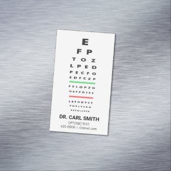 Optometrist | Doctor | Eye Exam Chart Business Card Magnet | Zazzle