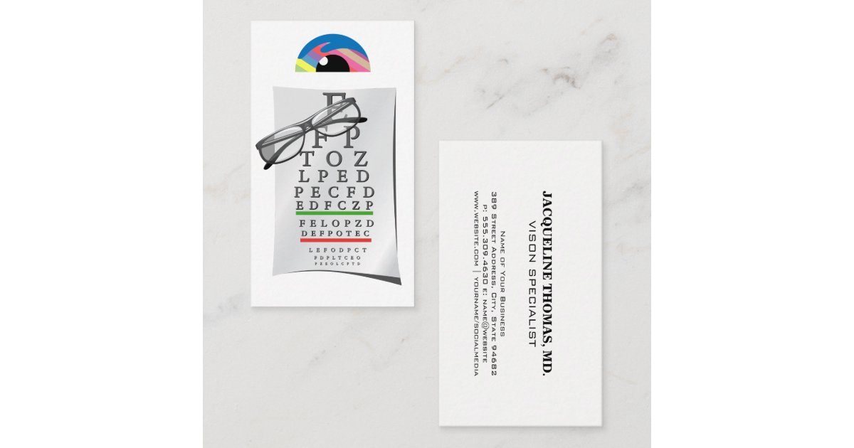 Optometrist | Eye Exam Chart and Glasses Appointment Card | Zazzle