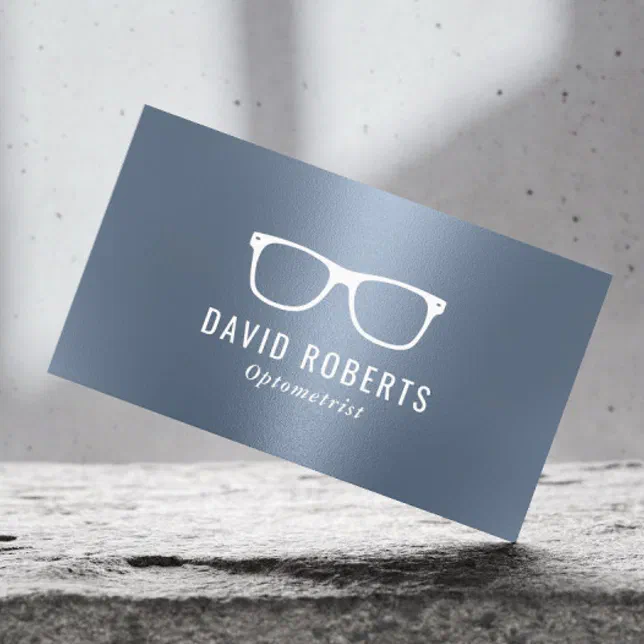 Optometrist Eye Glasses Modern Dusty Blue Business Card | Zazzle