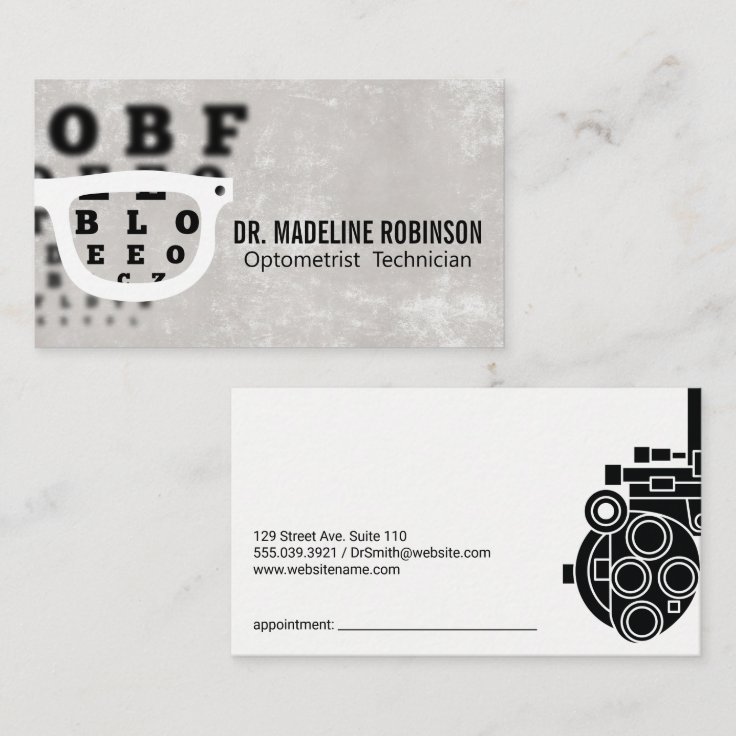 Optometrist | Glasses | Eye Exam and Tools Appointment Card | Zazzle