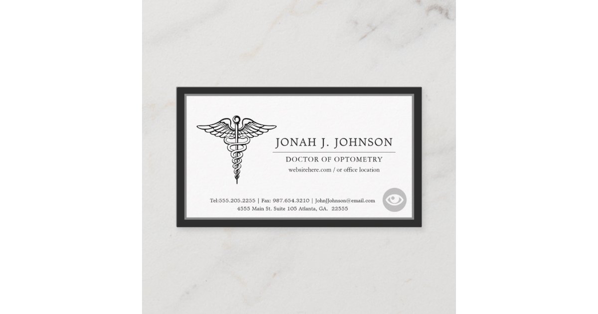 Optometrist | Minimalist Black Border Business Card | Zazzle