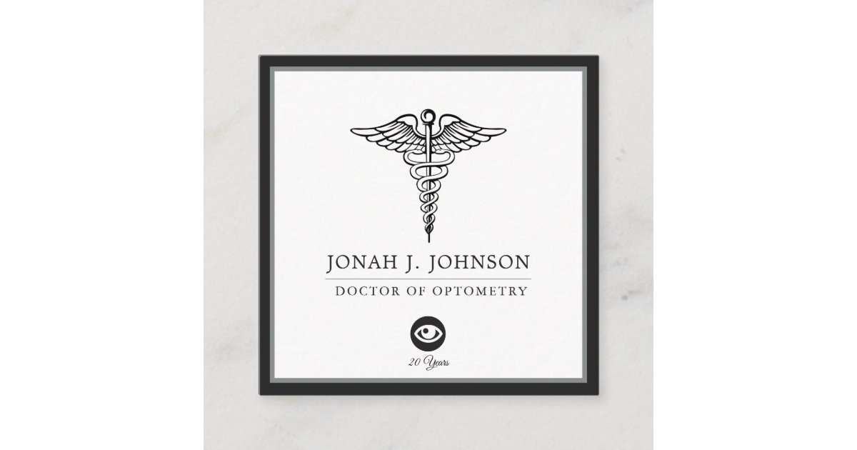 Optometrist Minimalist Black | Grey Border Square Business Card | Zazzle