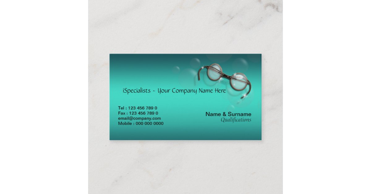Optometrist optics optician eye turquoise business card | Zazzle