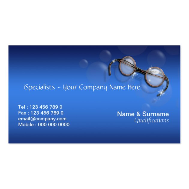 Optometrist optics optician eye turquoise business cards