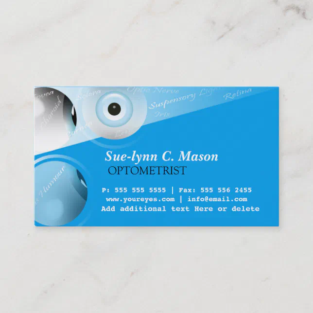 Optometrist Optometry Eyes Business Card | Zazzle