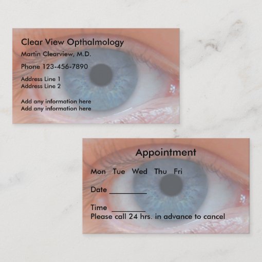 Optometrist or Ophthalmologist Appointment Business Card | Zazzle