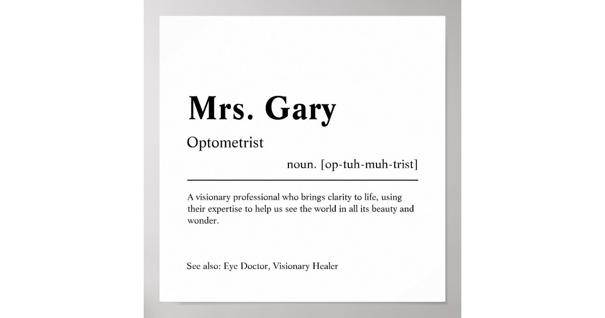 Optometrist Personalized Gift Poster | Zazzle