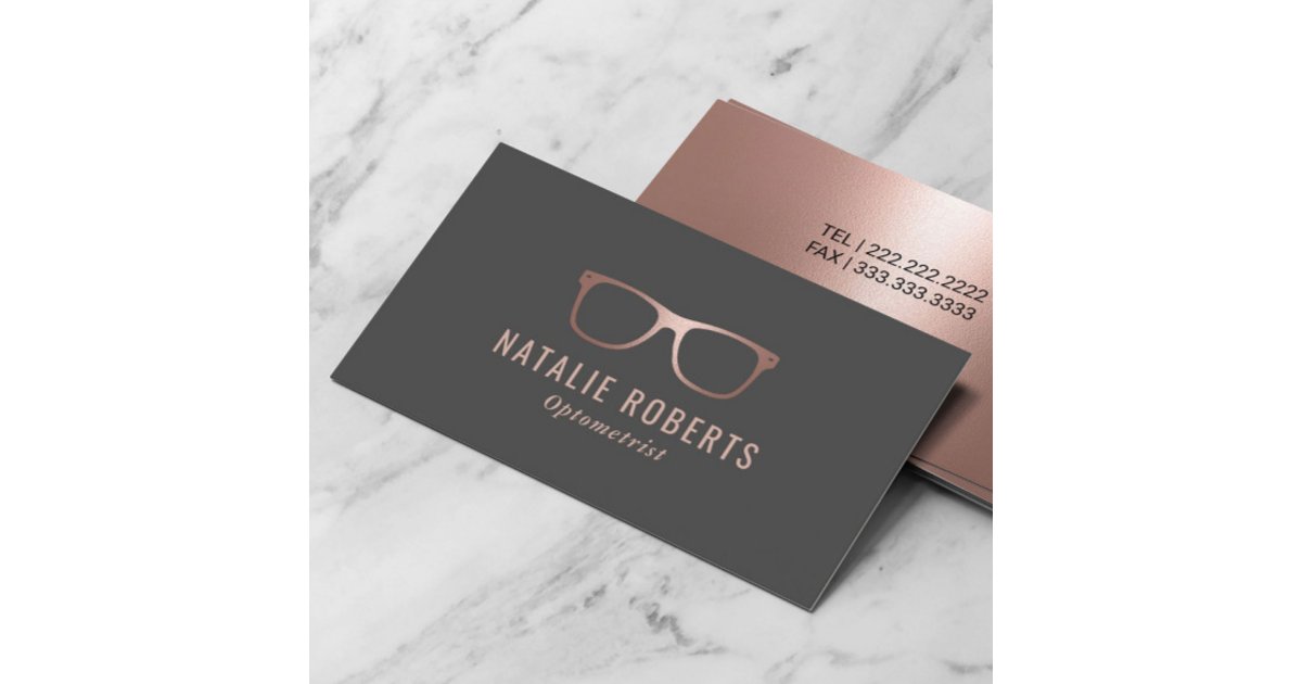 Optometrist Rose Gold Eyewear Eye Glasses Business Card | Zazzle