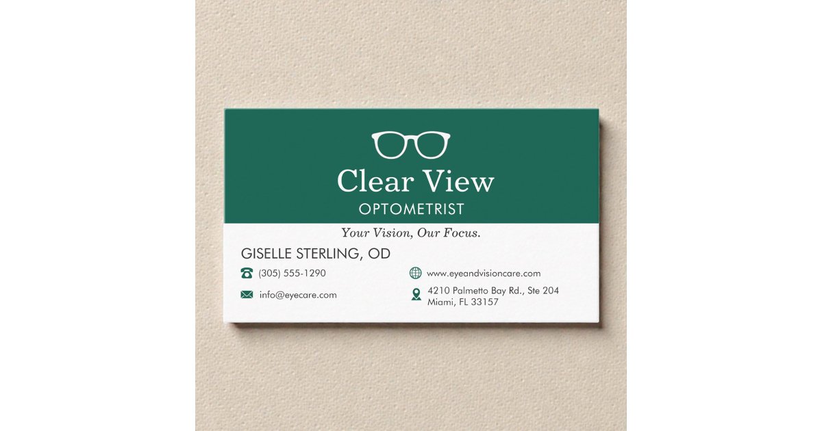Optometrist Vision Care Doctor Office Business Card | Zazzle