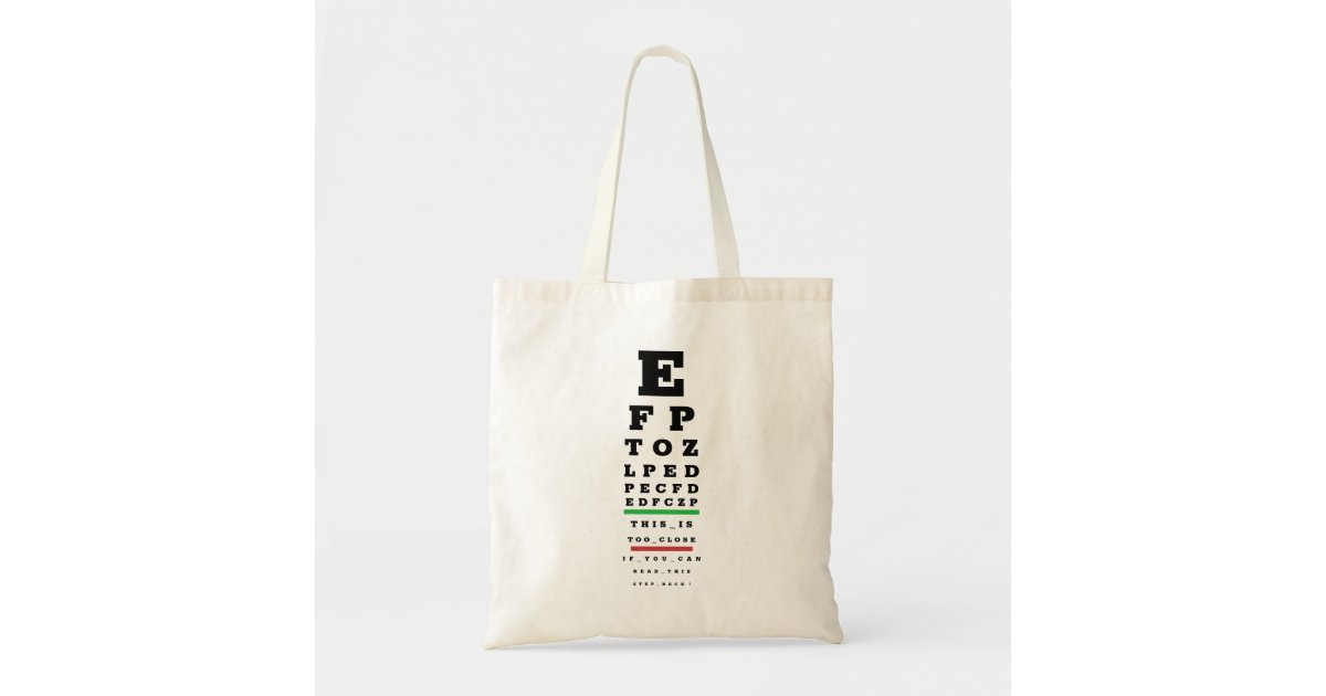 Optometrist's funny eye test Snellen chart Tote Bag | Zazzle