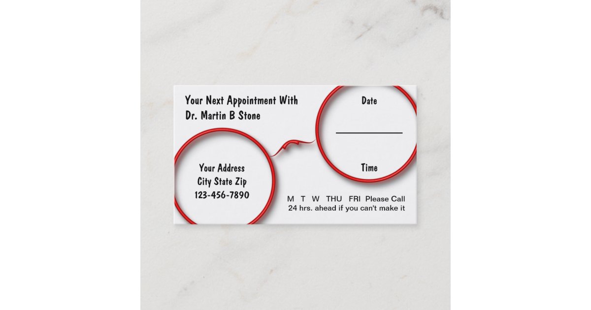 Optometry Appointment Cards | Zazzle