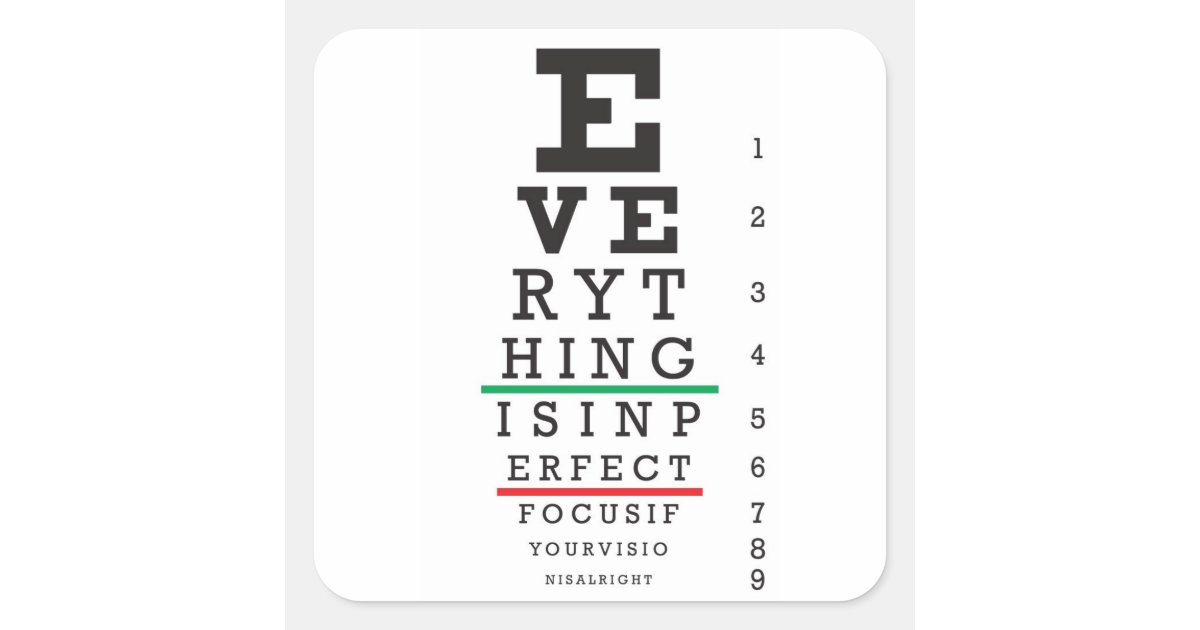 Optometry Eye Chart Illustration Square Sticker | Zazzle