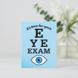 Optometry Eye Exam Appointment Reminder Postcard | Zazzle