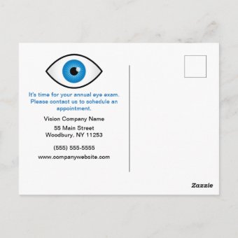 Optometry Eye Exam Appointment Reminder Postcard | Zazzle