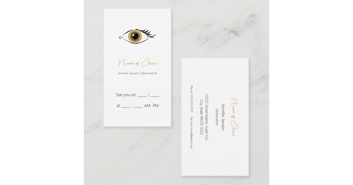 Optometry Eye Exam Gold Appointment Reminder Business Card | Zazzle