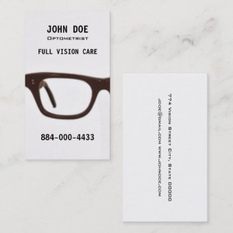 Optometry Eye Glasses Business Card | Zazzle