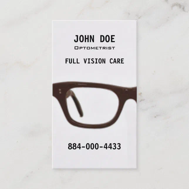 Optometry Eye Glasses Business Card | Zazzle