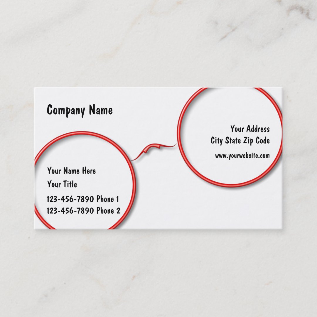 Optometry Eyeglasses Frame Design Business Card | Zazzle