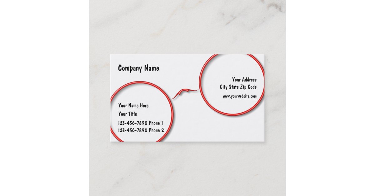 Optometry Eyeglasses Frame Design Business Card | Zazzle